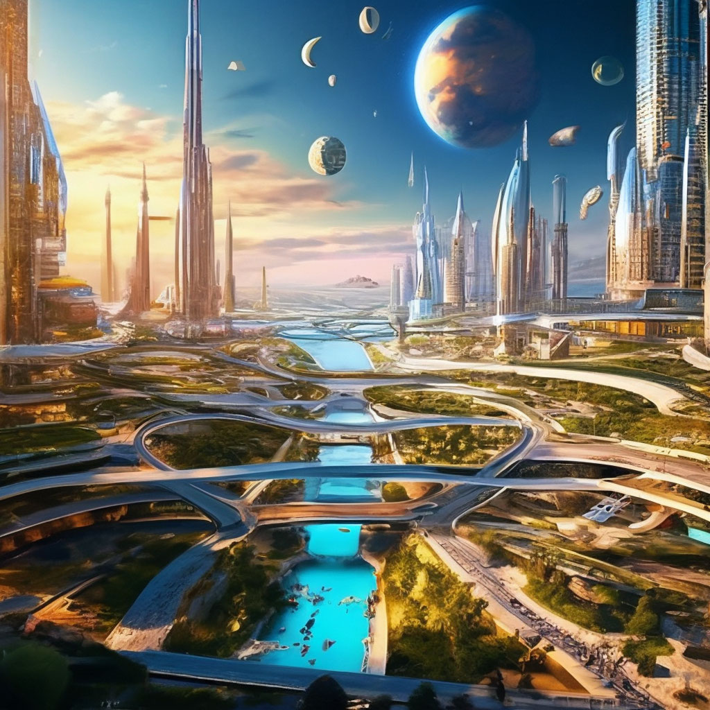 "What will the year 2199 look like?" — image created in Shedevrum