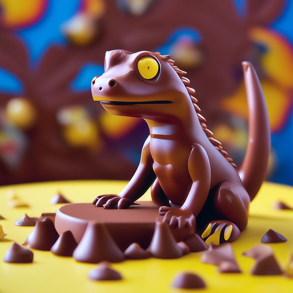 "Chocolate lizard, funny, bright, nonsense, special effects, attention ...