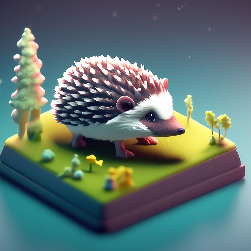 "Hedgehog in the fog, isometric" — image created in Shedevrum