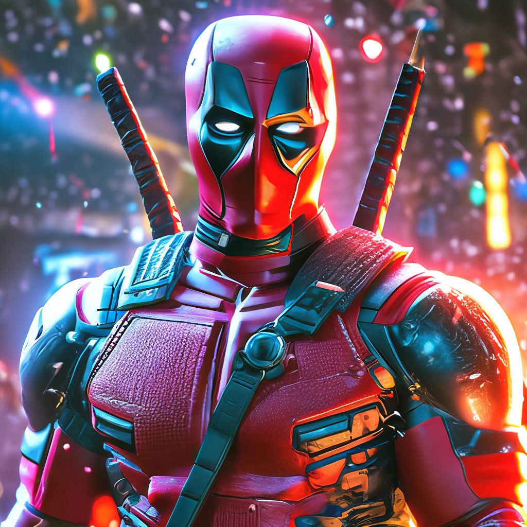 "Deadpool, Deadpool, Marvel, cyberpunk, powerful,translucent,full ...