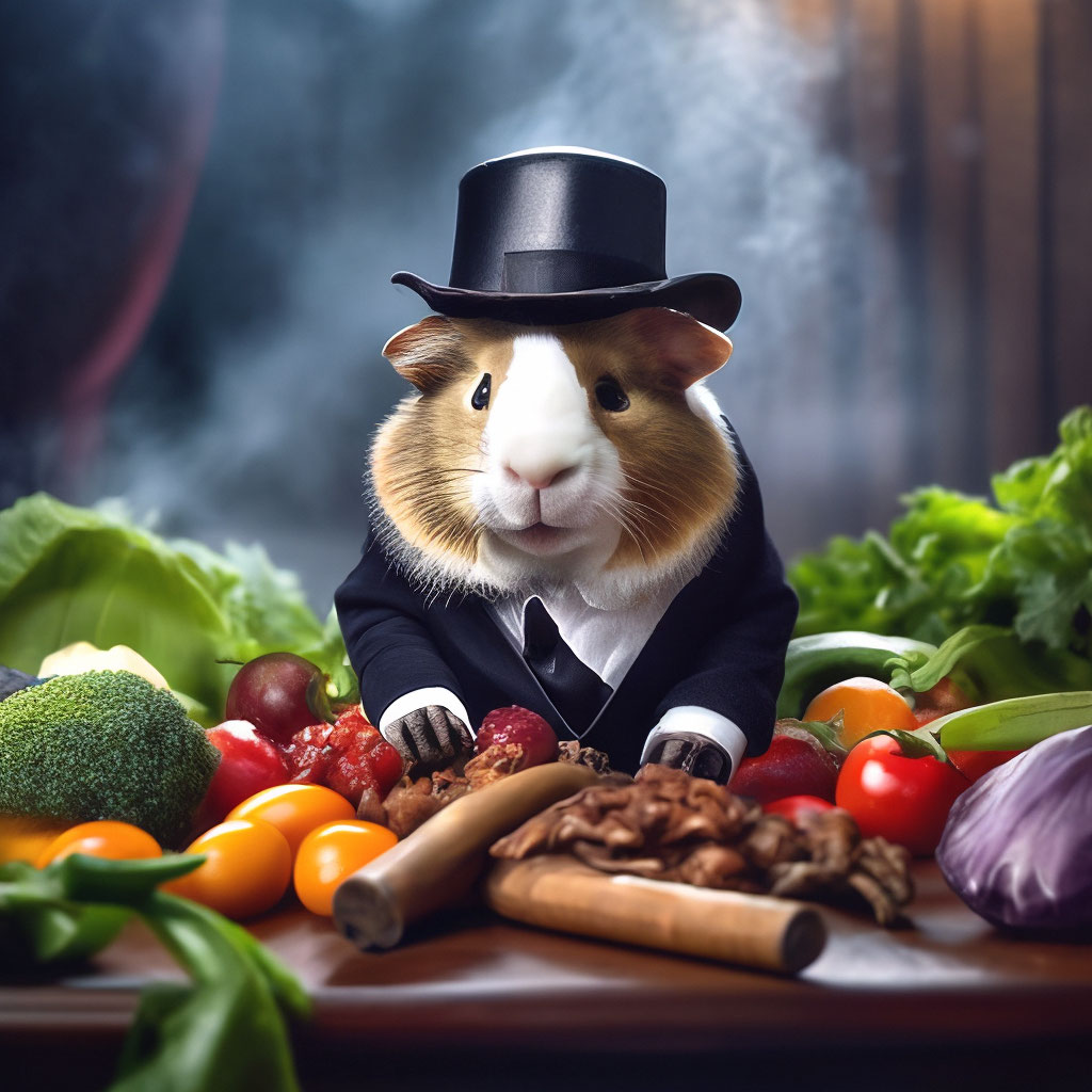 "A business guinea pig, in a jacket, with a gangster-style cigar lying ...