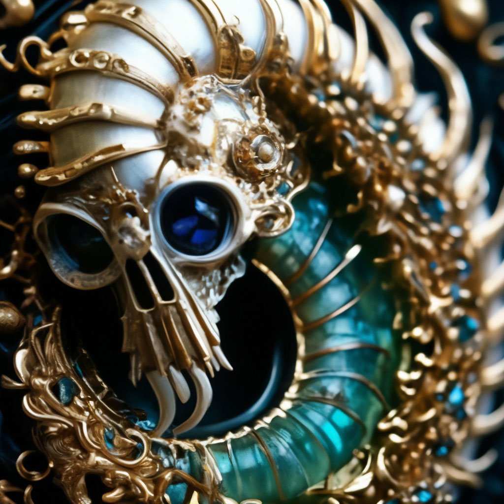 "Horror,texture paste nautilus+crystal creature , art nouveau style ...