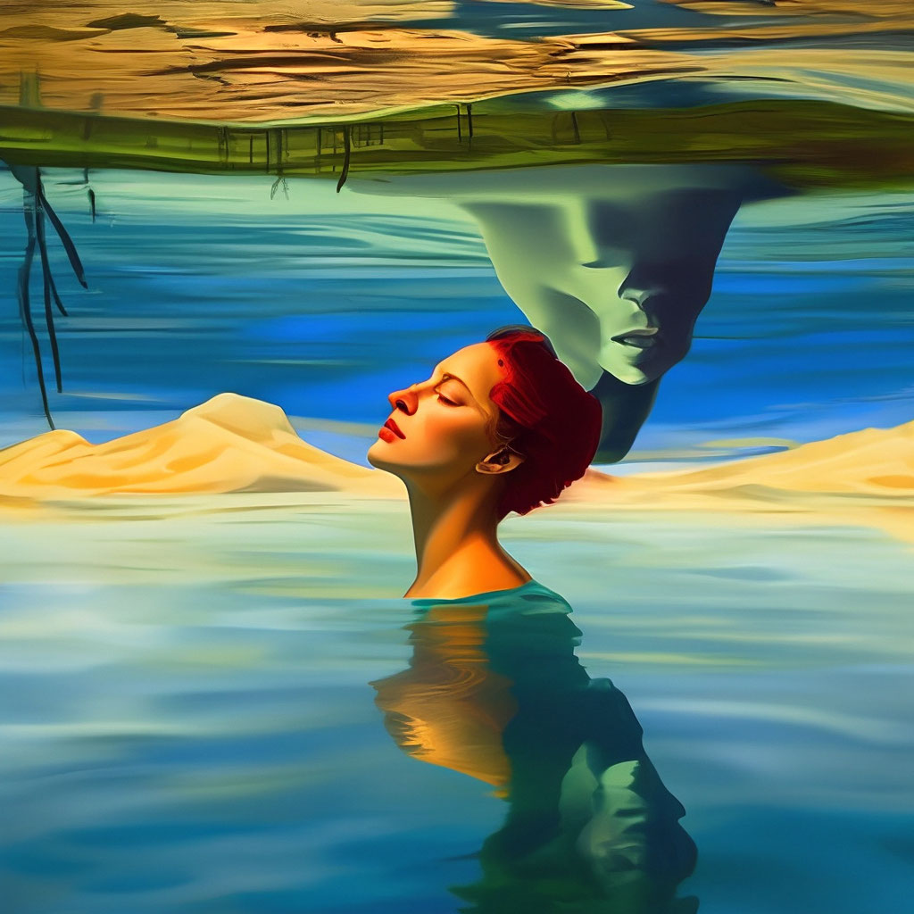 "Lake, a woman plunged her head into the lake, upside down, only the ...