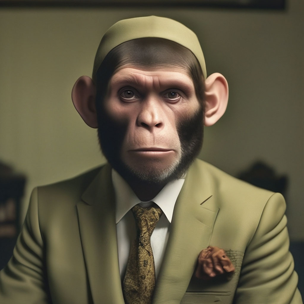 "A man who looks like a monkey" — image created in Shedevrum