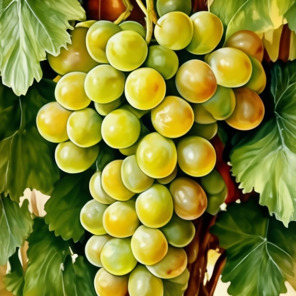 "Ripe yellow grapes Muscat grade raindrops, in the center of the sheet ...