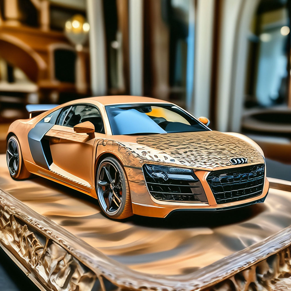 "Audi supercar made of terracotta resin with black filigree decor, in ...