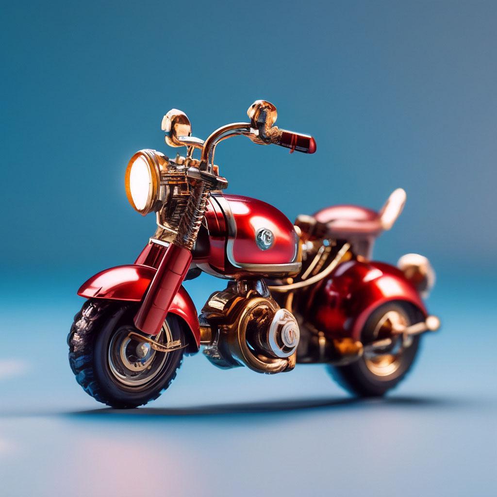 "Cute mini motorcycle, red body, side view, high polishing, industrial ...
