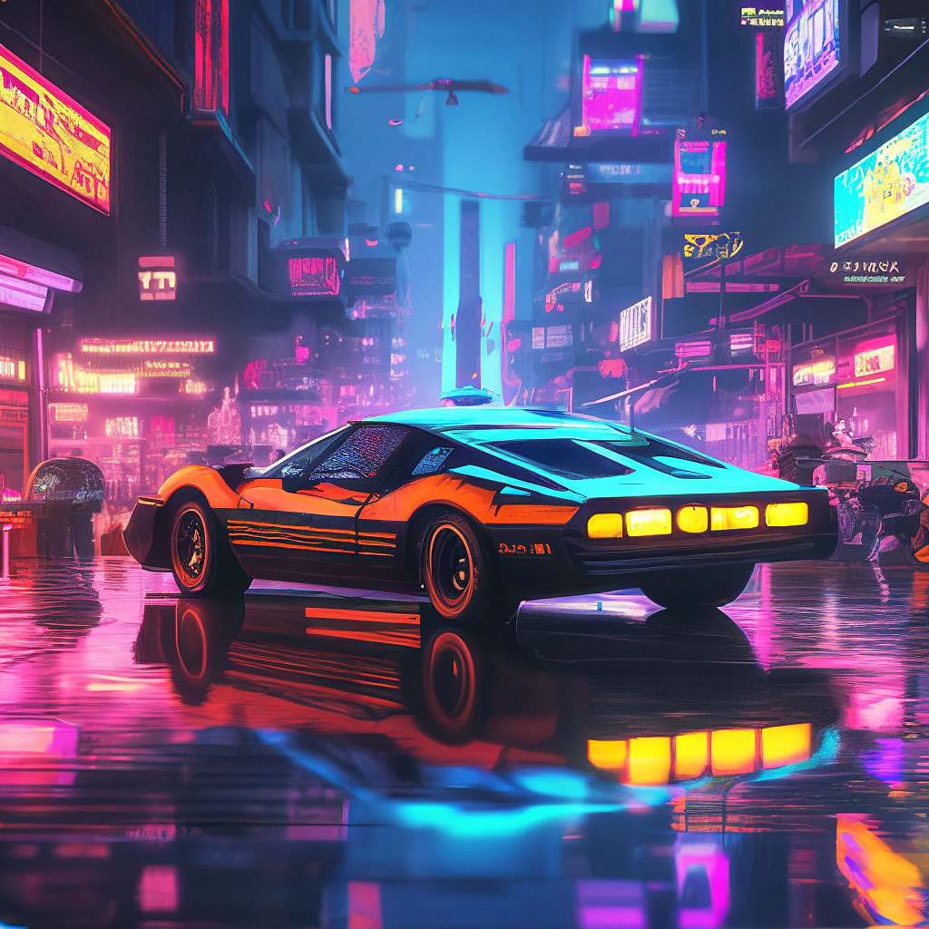 "Auto vaz 21099 cyberpunk" — image created in Shedevrum