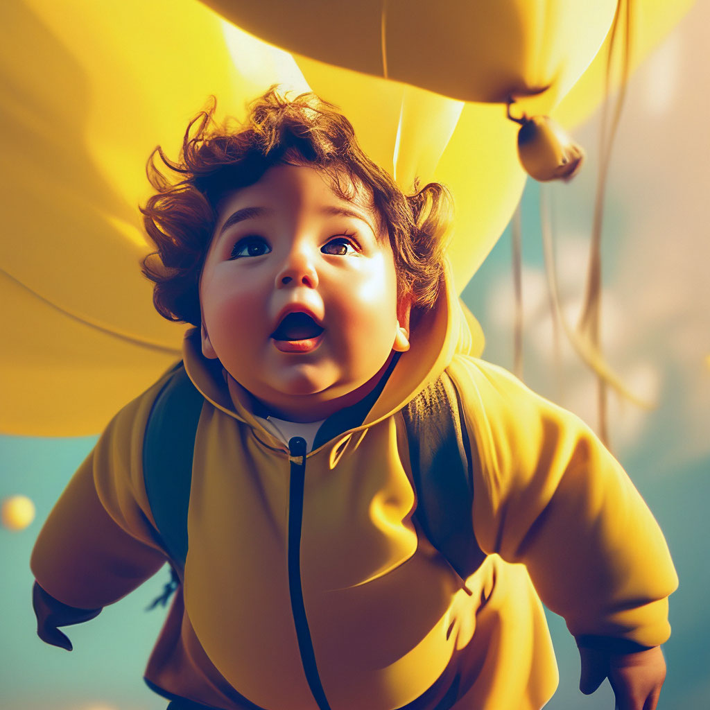 "In flight....🙃 The process of flight, a very fat little child, in ...