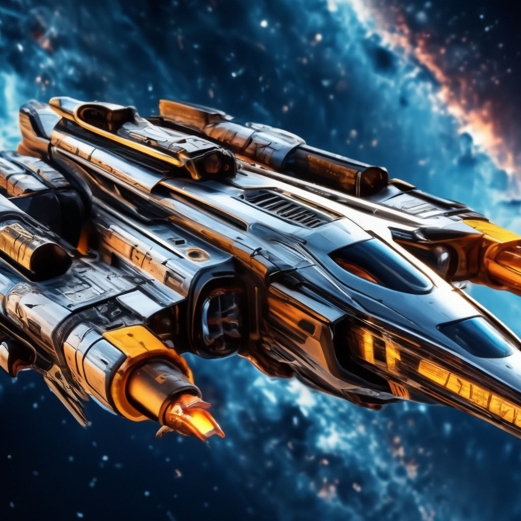 "Futuristic spaceship,flying against the milky way background,hdr,3d ...