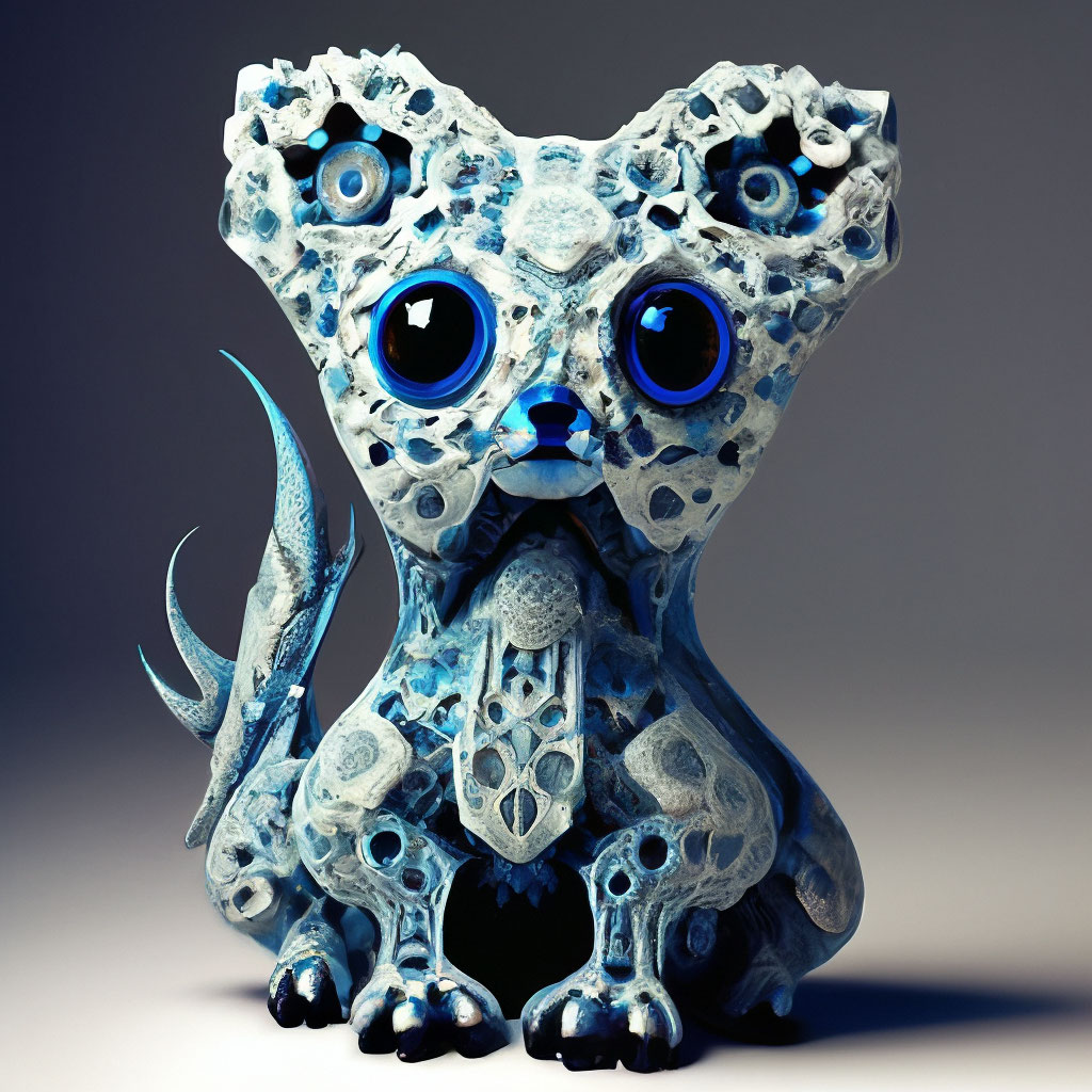 "A cute curvy creature made of fractals with piteously staring eyes and ...