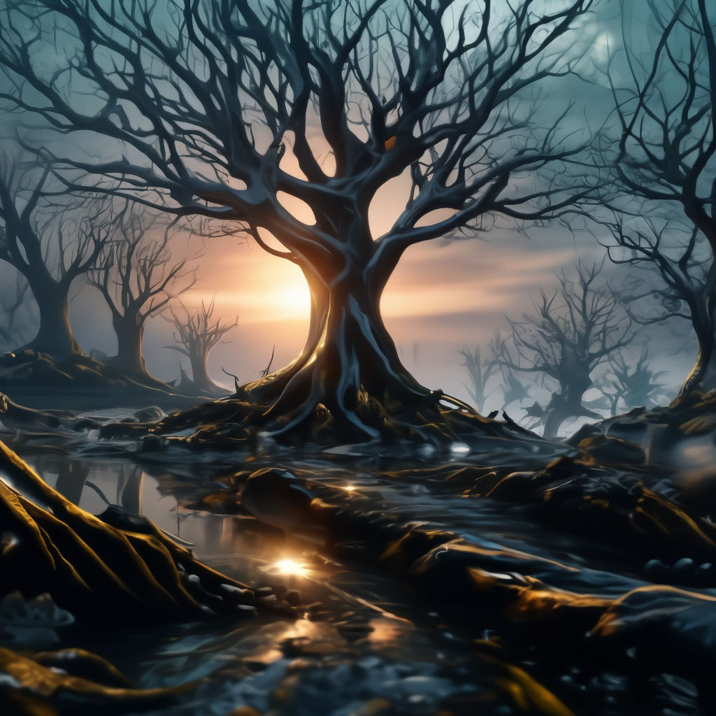 "Ghost planet the fading sun gloomy glare illuminates the planet, the ...