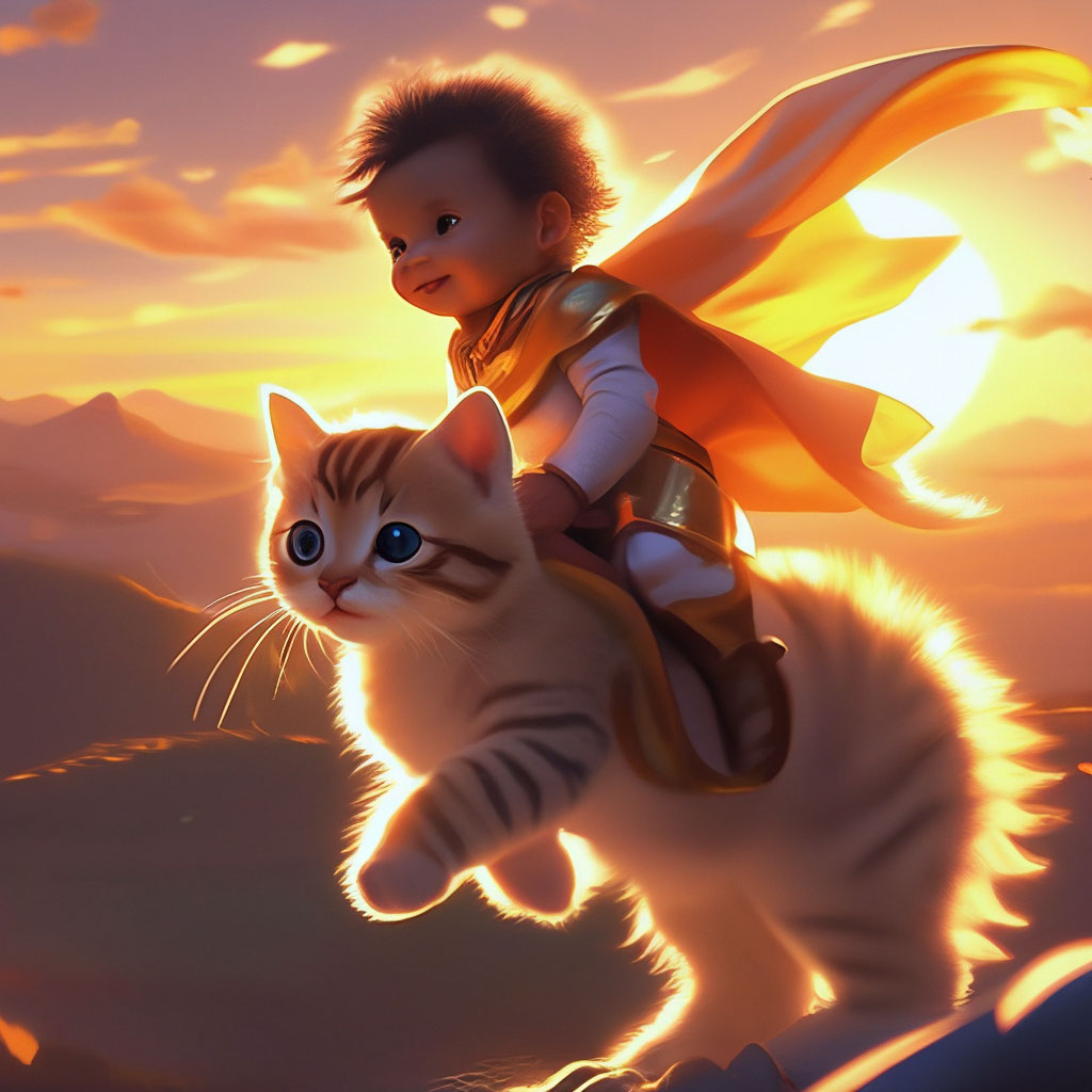 "Realistic Shot of the King Baby riding on a kitten High Quality ...