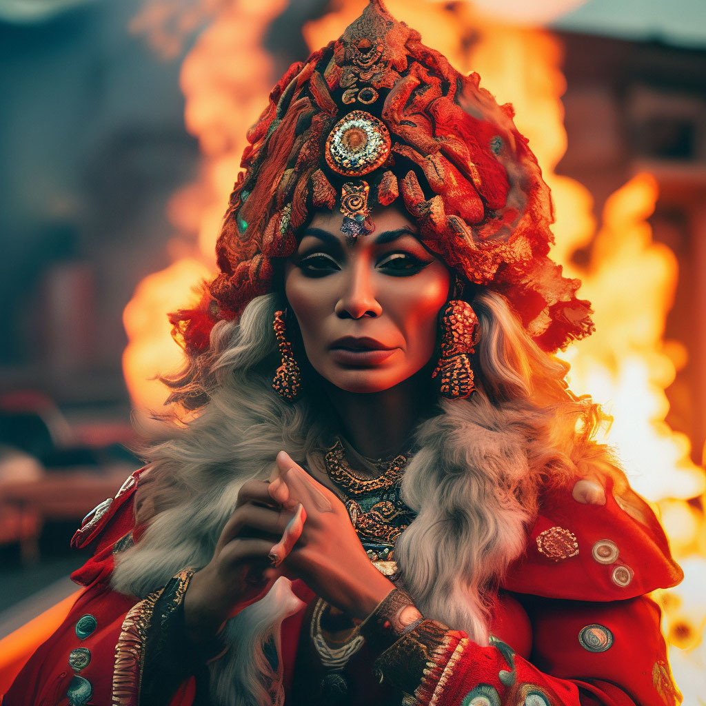 "Baba fire" — image created in Shedevrum