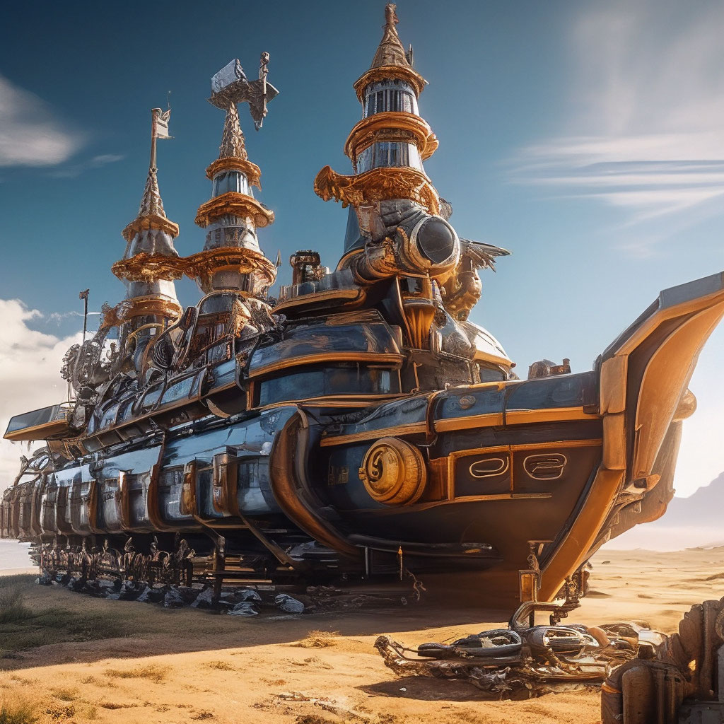 "Pirate space cruiser, steppe, fantasy, surrealism,steampunk,…" — image ...
