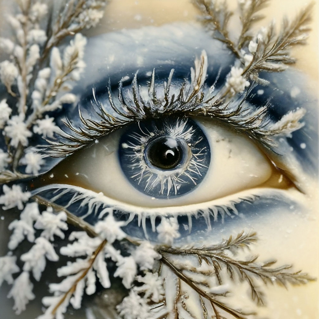 " illustration, frosty eye ,silver frosty patterns ,snowflake is ...