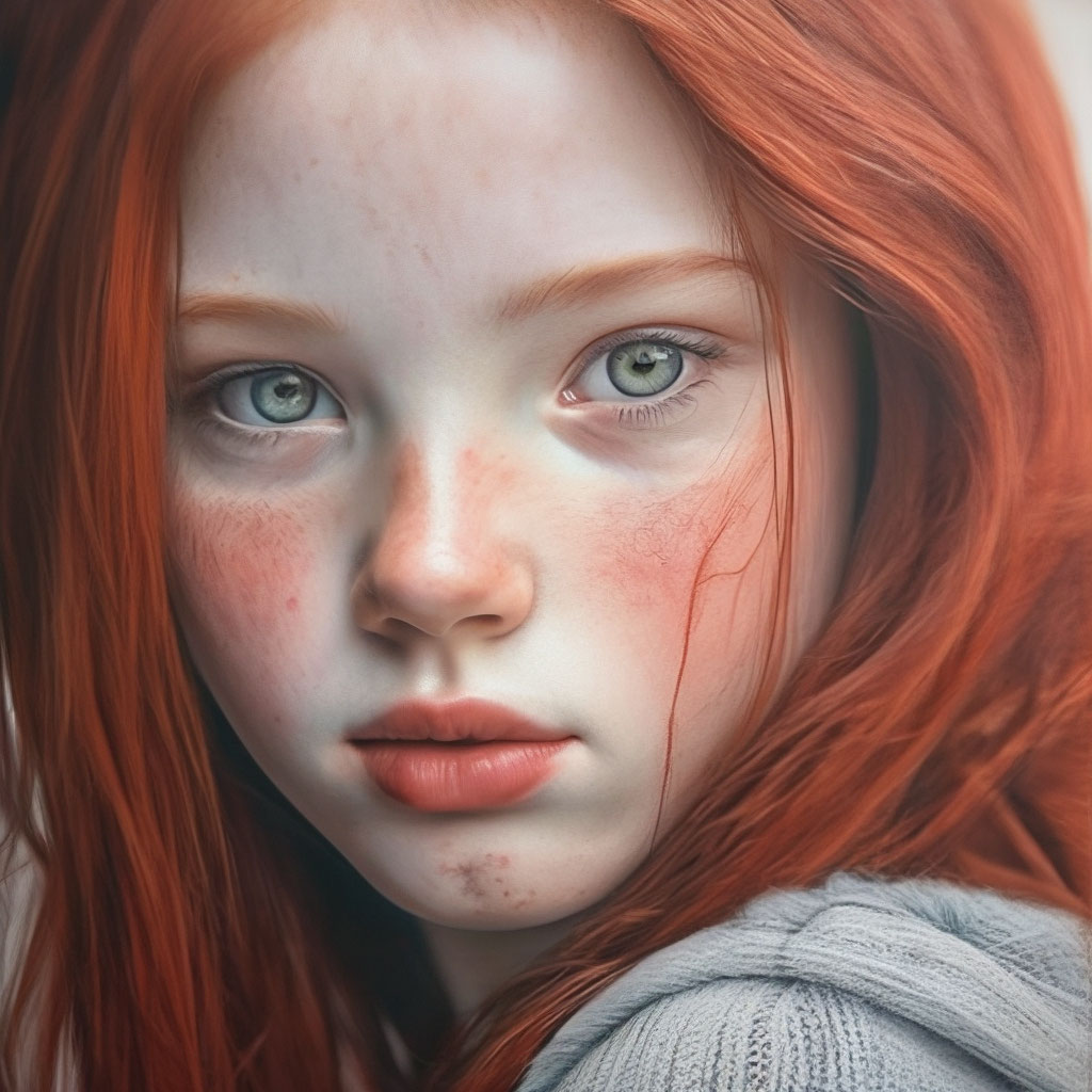 "Red - cheeked girl" — image created in Shedevrum