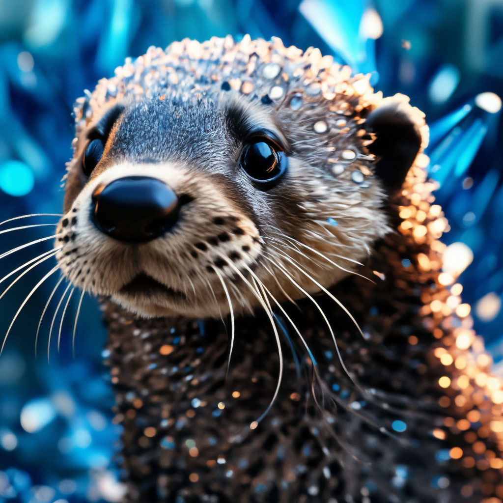 "Crystal otter ,32K,glitter and sparkles, ISO 100,hyperdetalization ...