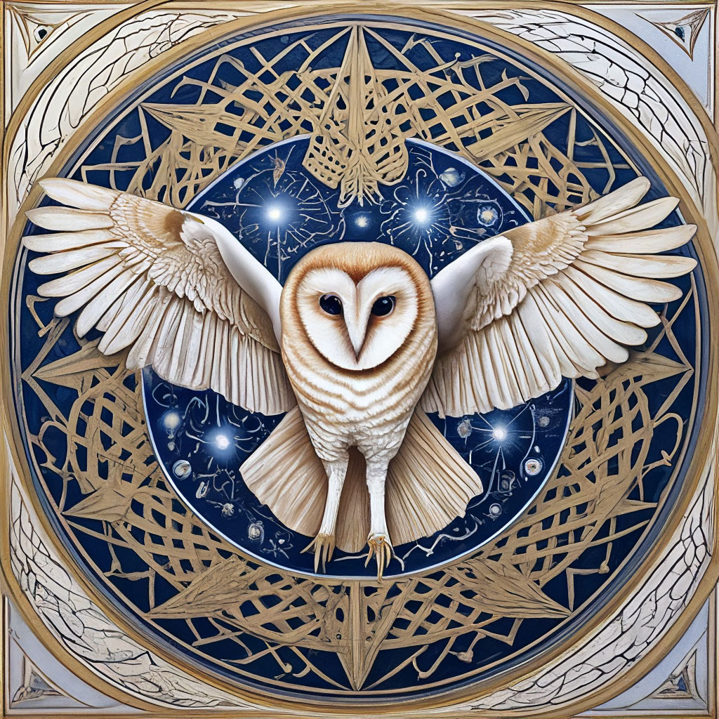 "🌖👁👁🌌 Realistic barn owl-stargazer from the starlight, starlight ...