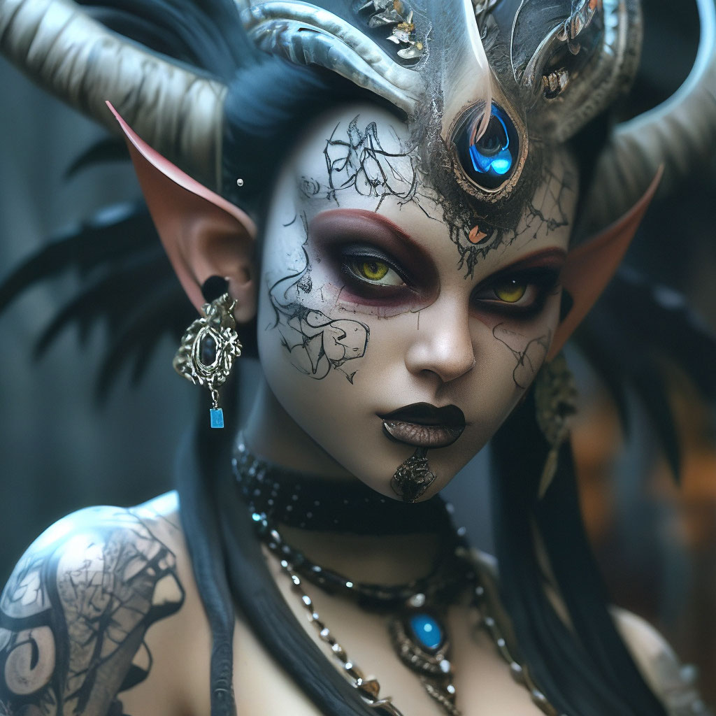 "Demon elemental, hyperrealism is beautiful, anthropomorphic demon girl ...
