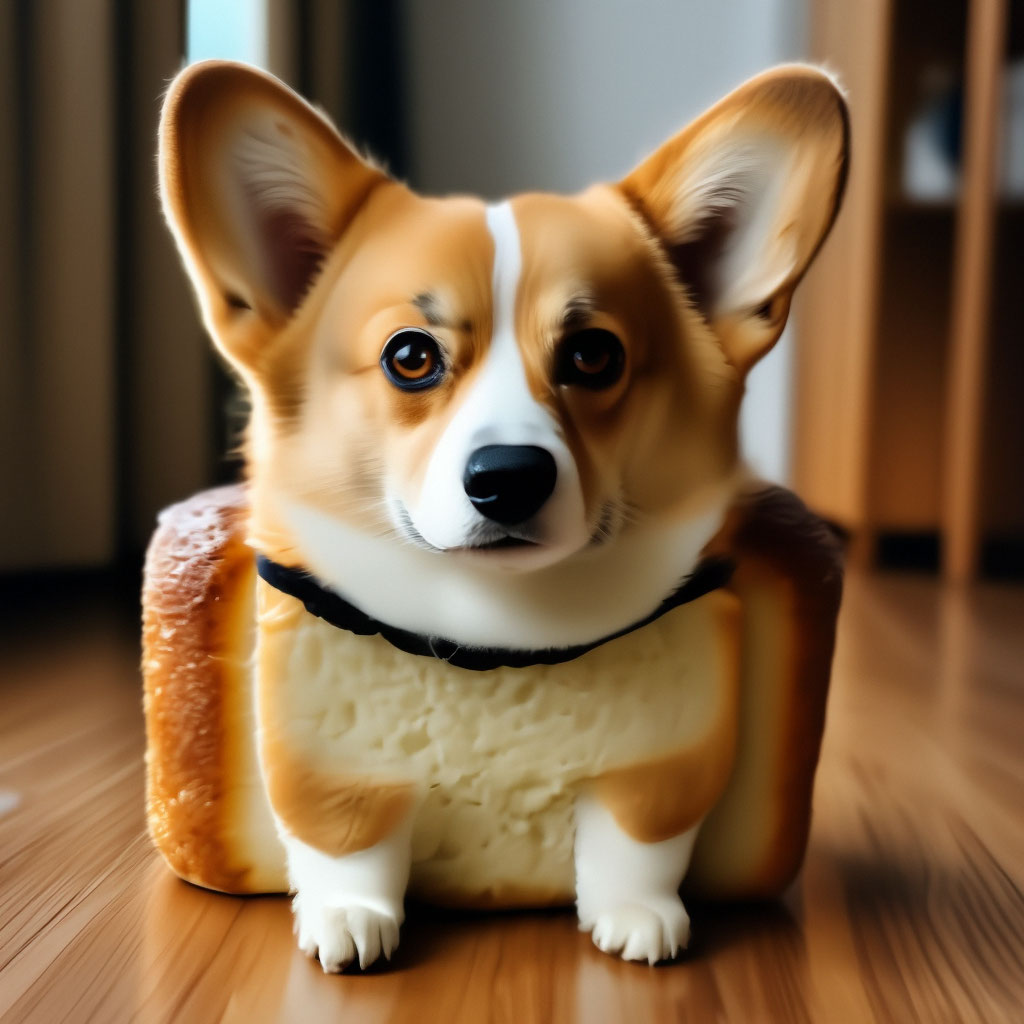 "Bread Corgi" — image created in Shedevrum