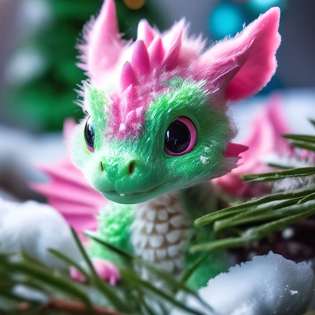 "Cute little dragon 🤍 cute very fluffy gentle baby dragon with green ...