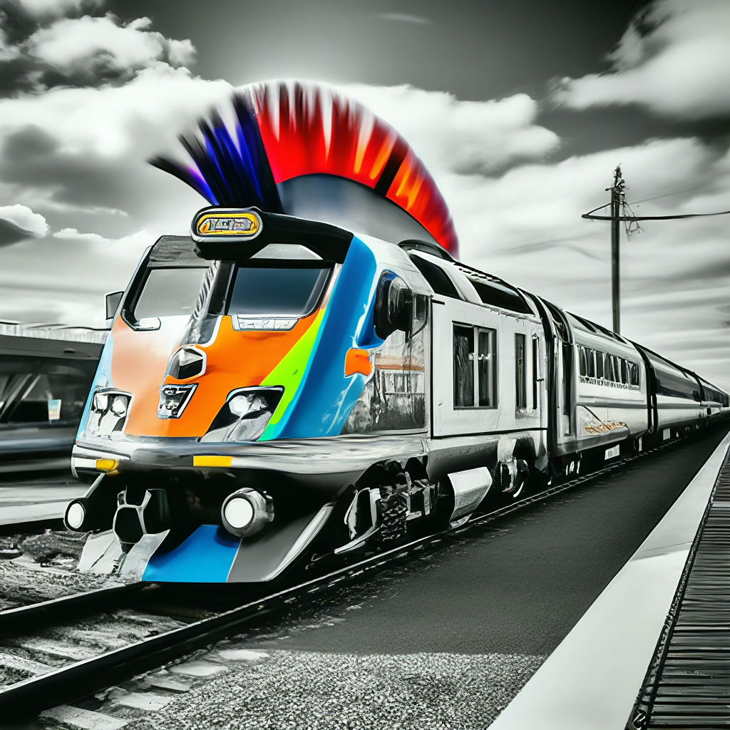 "Punk style train with mohawk" — image created in Shedevrum
