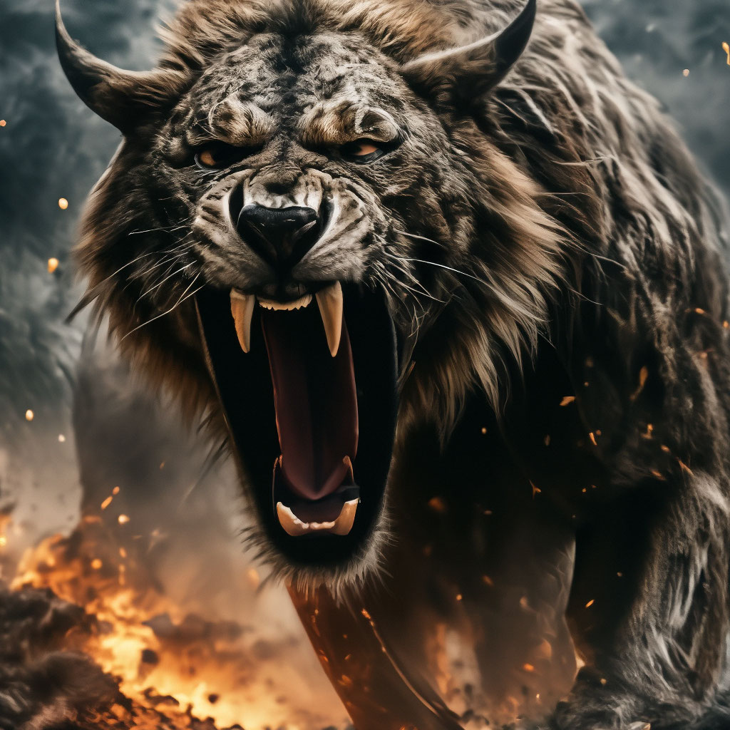 "A fierce ruthless beast" — image created in Shedevrum