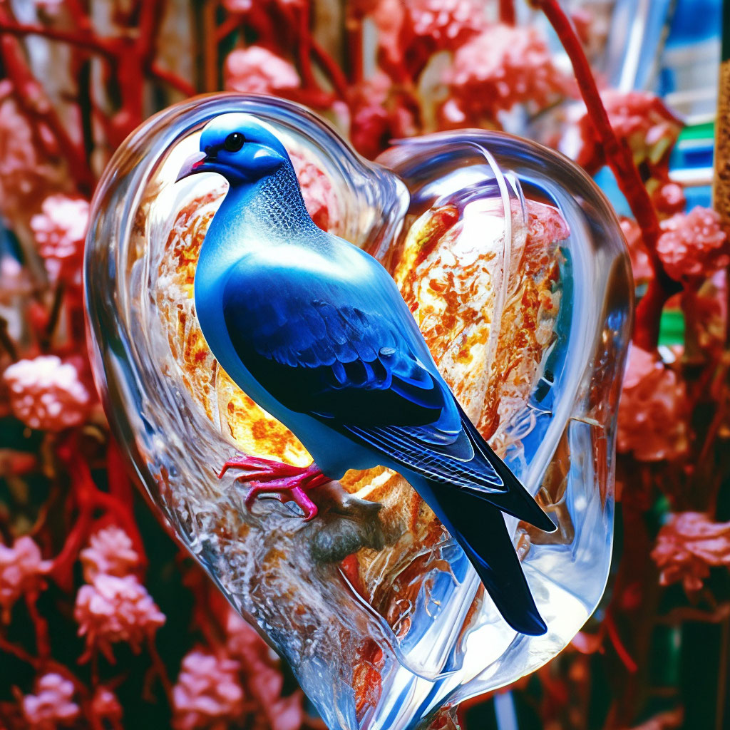 "A glass pigeon in the interior of his beautiful heart" — image created ...