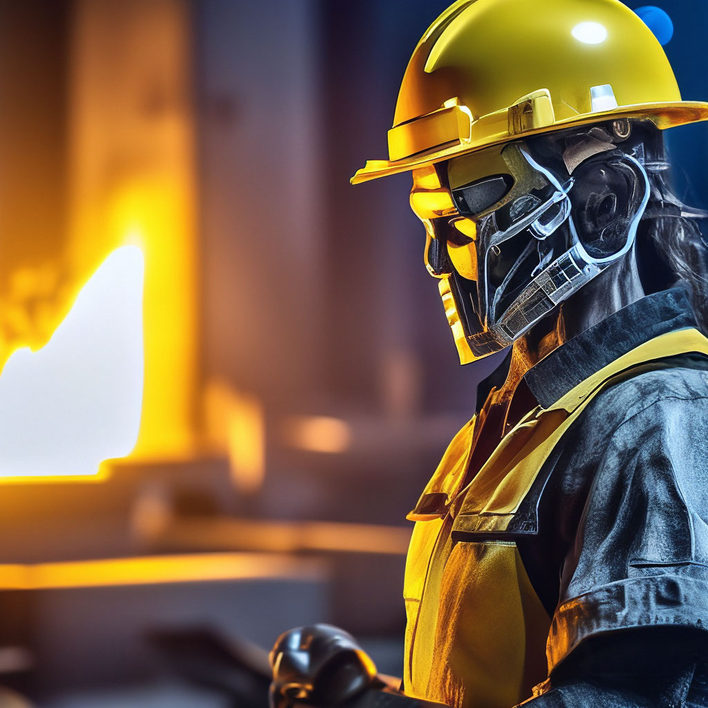 "Monday is a hard day Terminator in a yellow construction helmet works ...