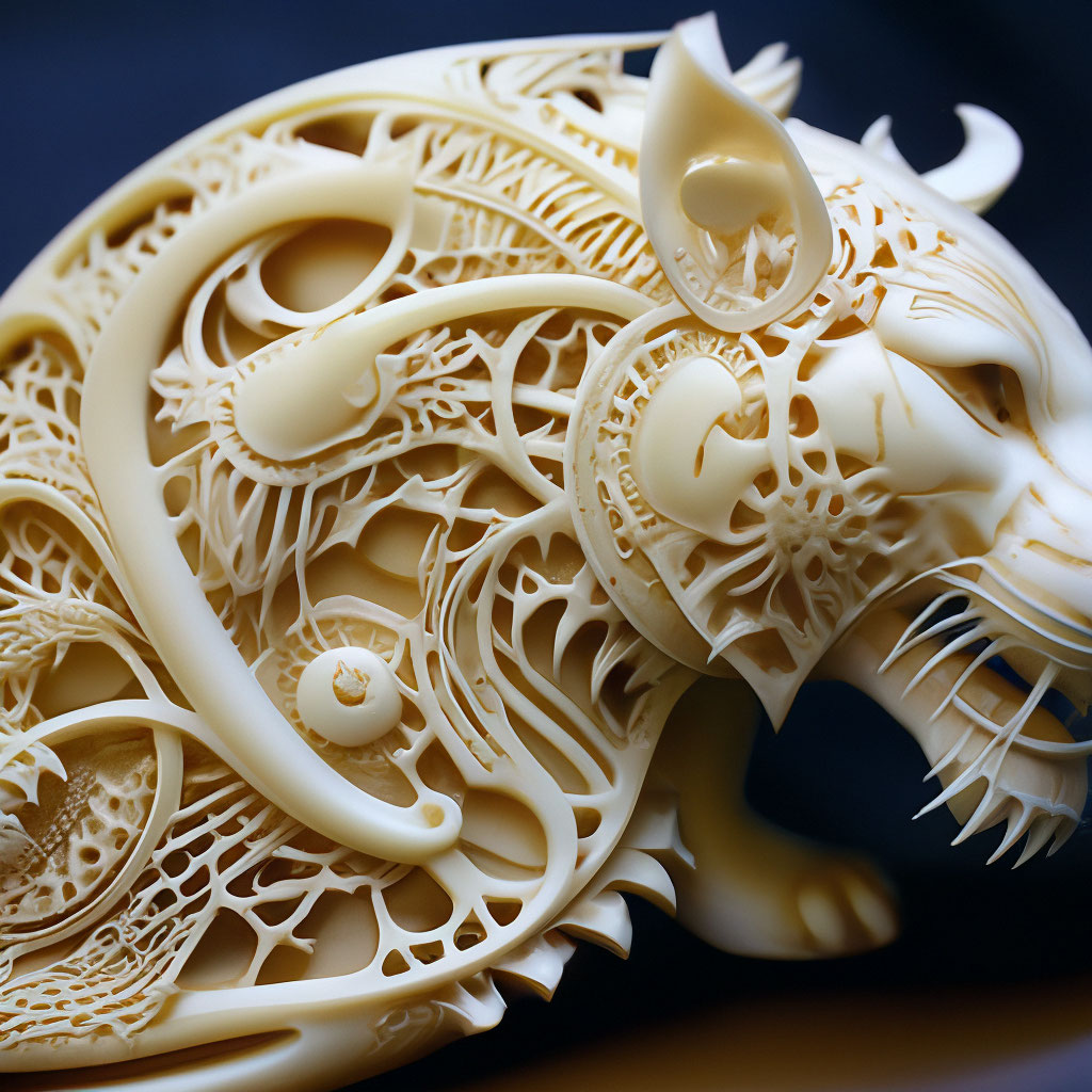 "Beautiful filigree ivory carving" — image created in Shedevrum
