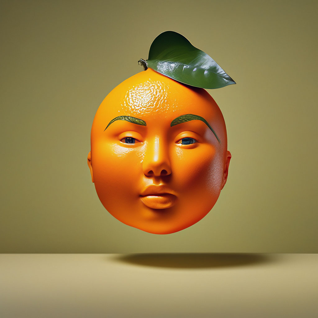 "The head is an orange. orange head and face. photorealism, beautiful ...