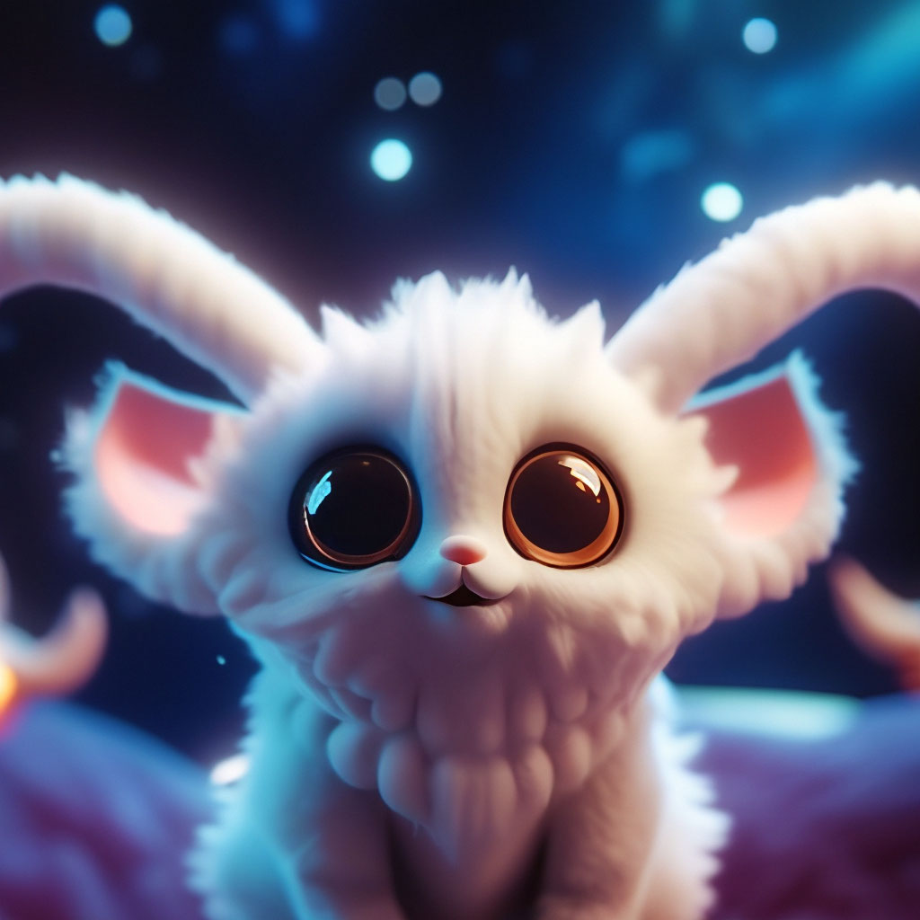 "Small,Fluffy,cute space creature,Fabulous pattern,big expressive cute ...