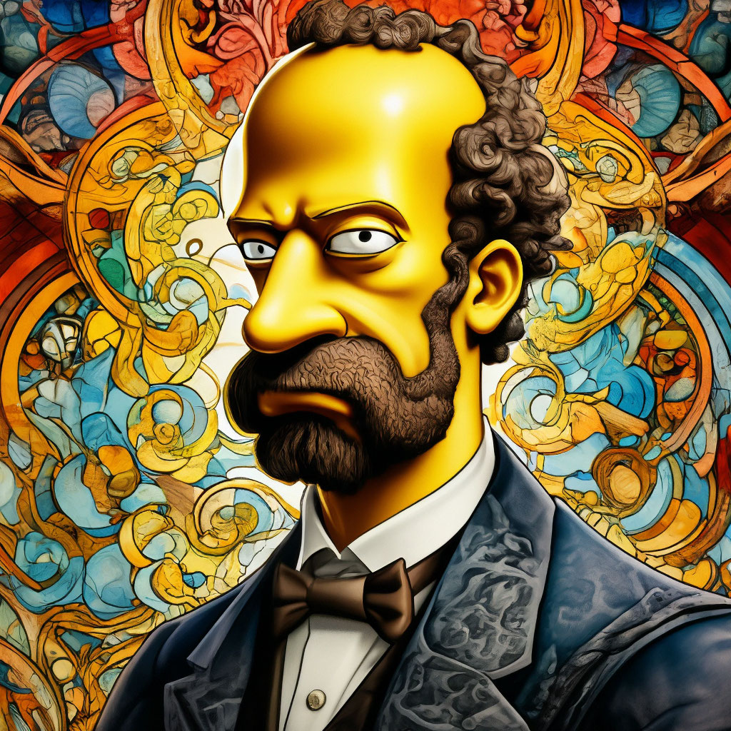 "Daub portrait of Homer Simpson in the Art Nouveau style before 1910 ...