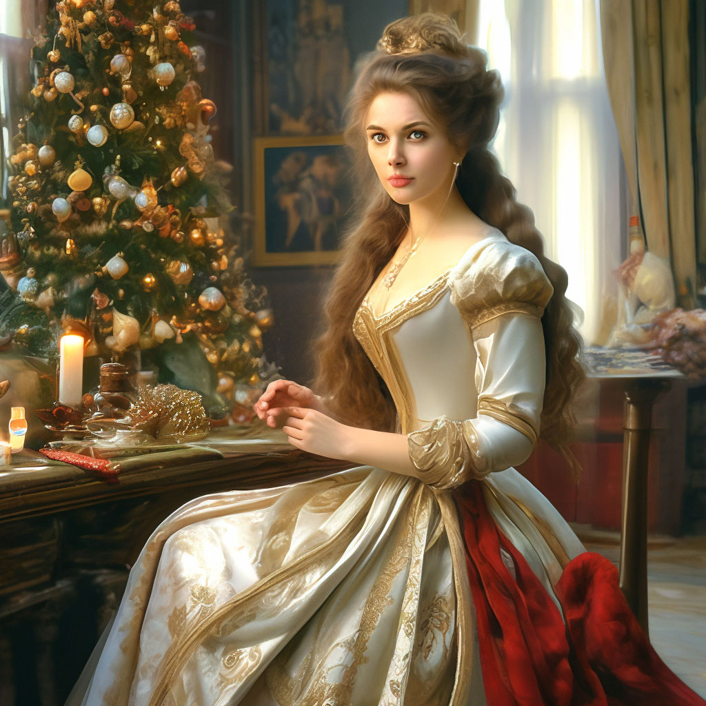 "Russia, 18th century, a very beautiful woman, with her hair gathered ...