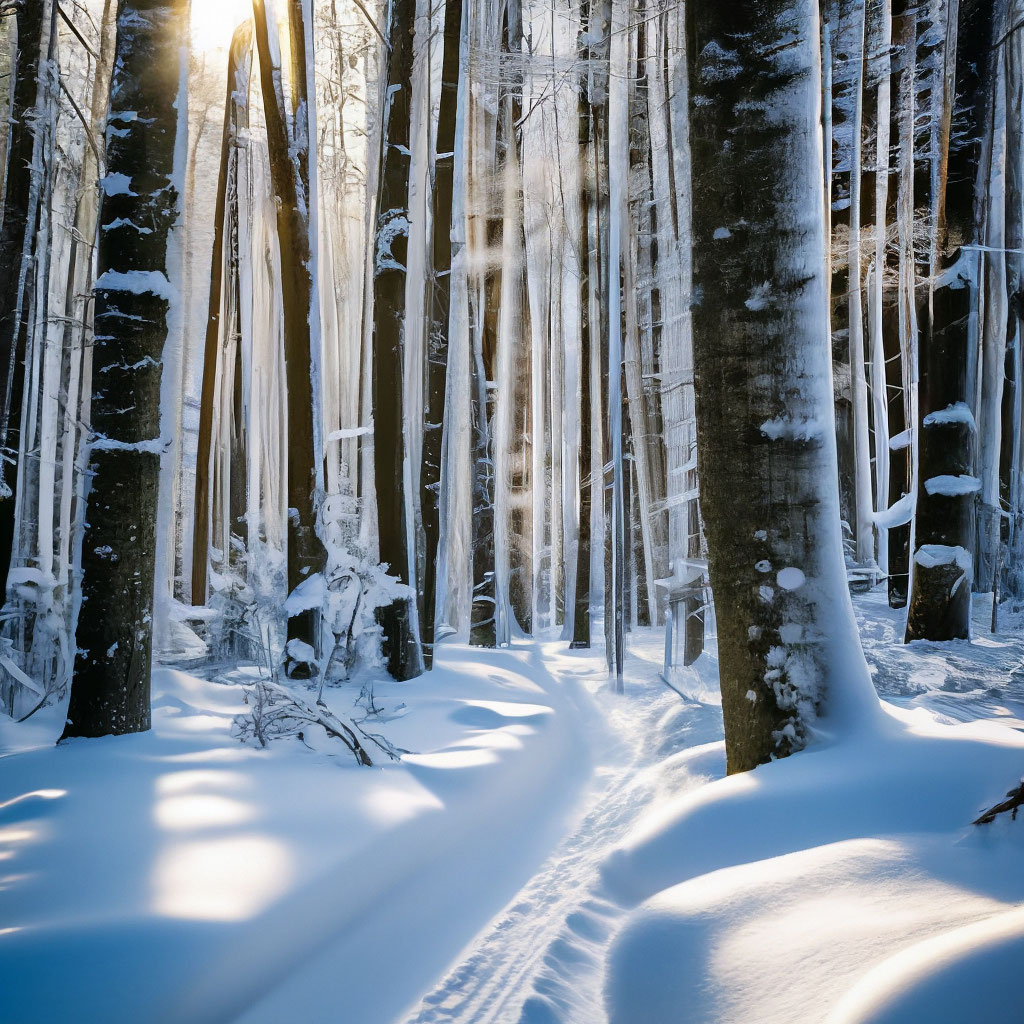 "Winter forest trees a lot of snow ⛄ very beautiful, aesthetically ...