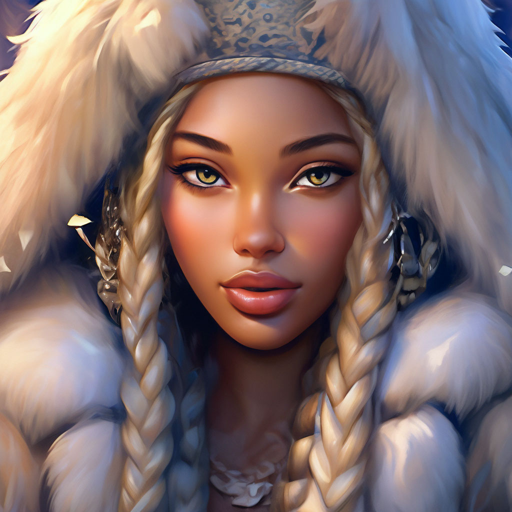 "Incredibly beautiful beautiful mulatto girl,fur hood,long eyelashes ...