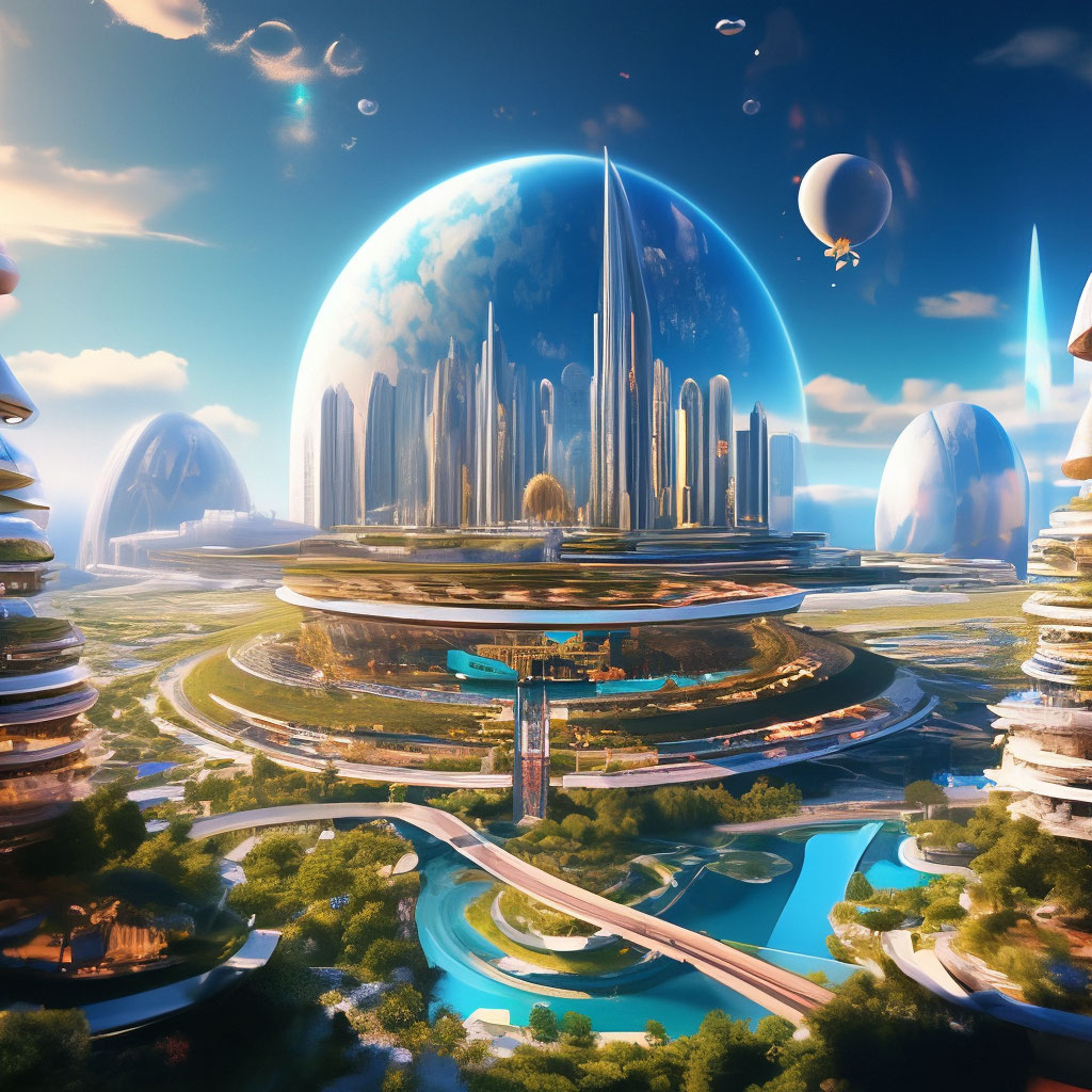 "The world of the future and a lot of happiness" — image created in ...