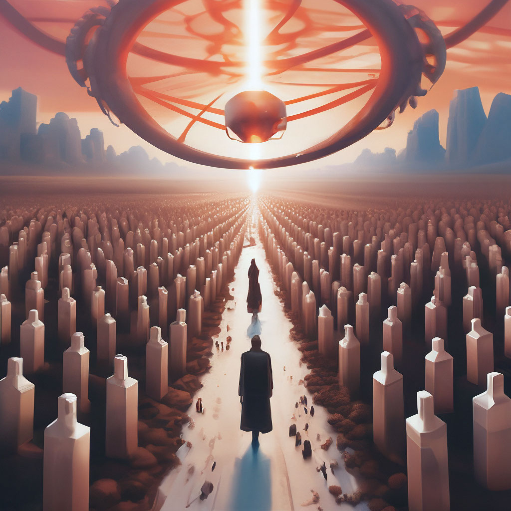 "An endless cycle of deaths" — image created in Shedevrum