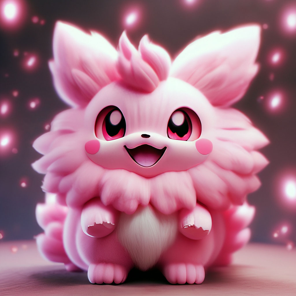 "Cute fluffy pink pokemon" — image created in Shedevrum