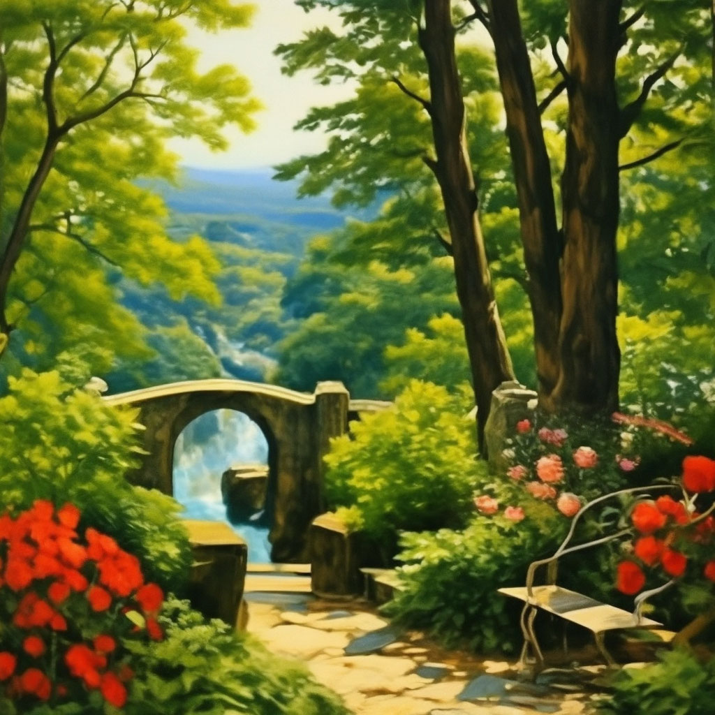 "Pictures in style landscape Artist Joseph Mehoffer" — image created in ...