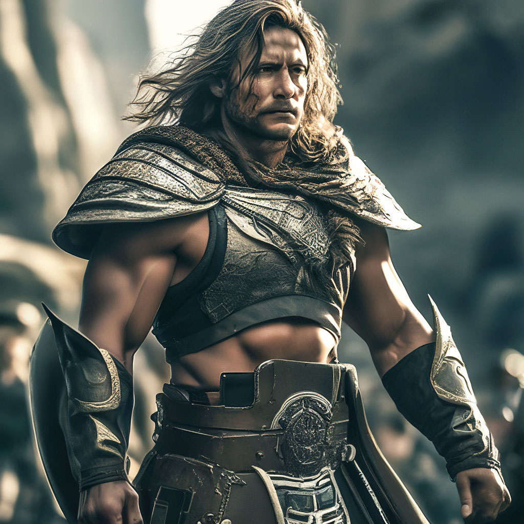 "Universal warrior, high stabilization, precise focus, photorealism ...
