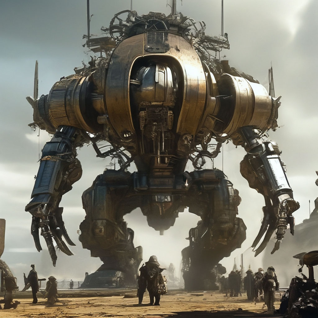 "Ancient mechanical monster fantasy maximum detail" — image created in ...