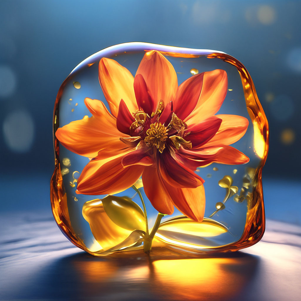 "Flower in amber, beautiful, realistic, professional photo, 4k, high ...