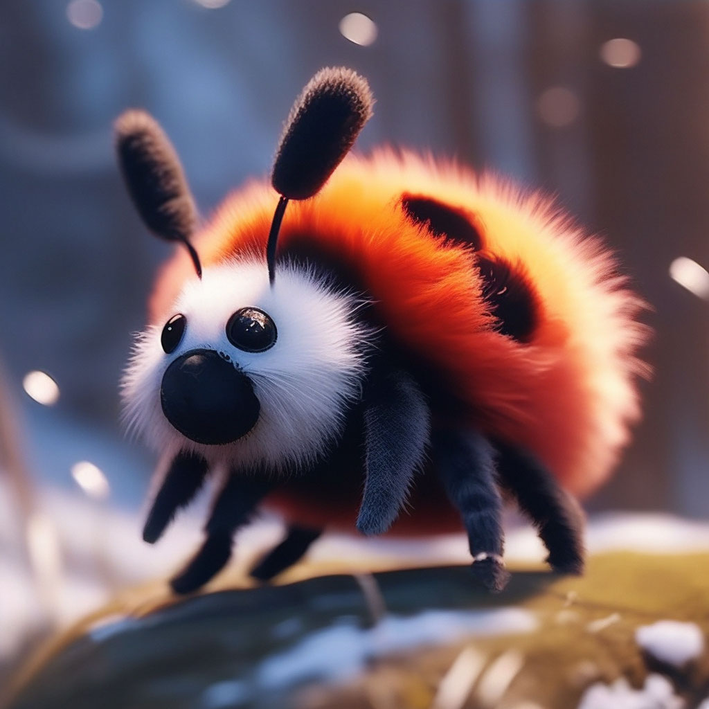 "Furry, fluffy ladybug" — image created in Shedevrum