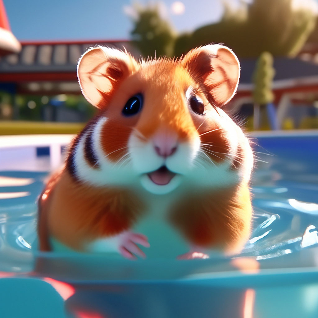 "Hamster, red muzzle , eats a subscription to the pool , realistic ...