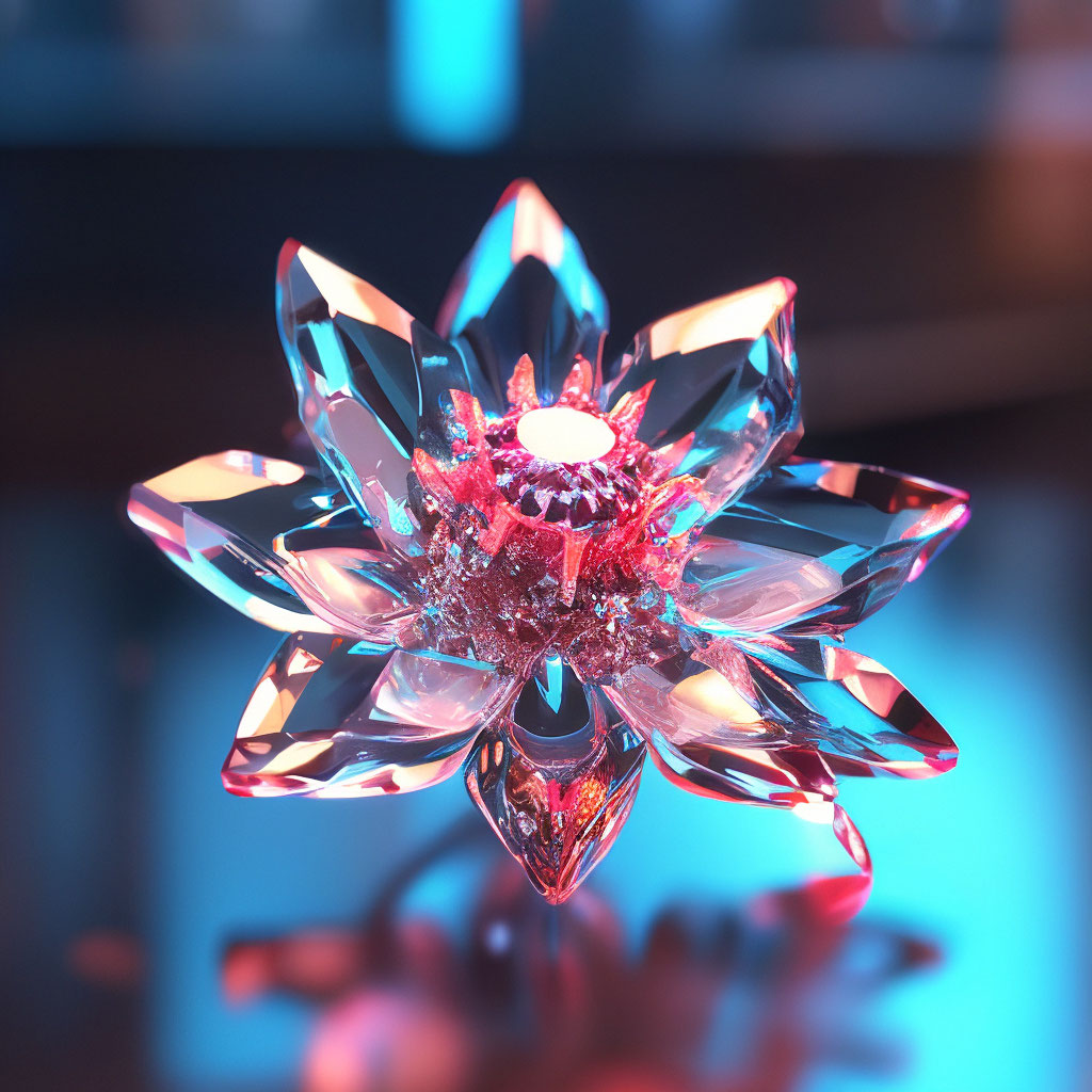 "Glass flower, aesthetically pleasing, beautiful, realistic, close-up ...