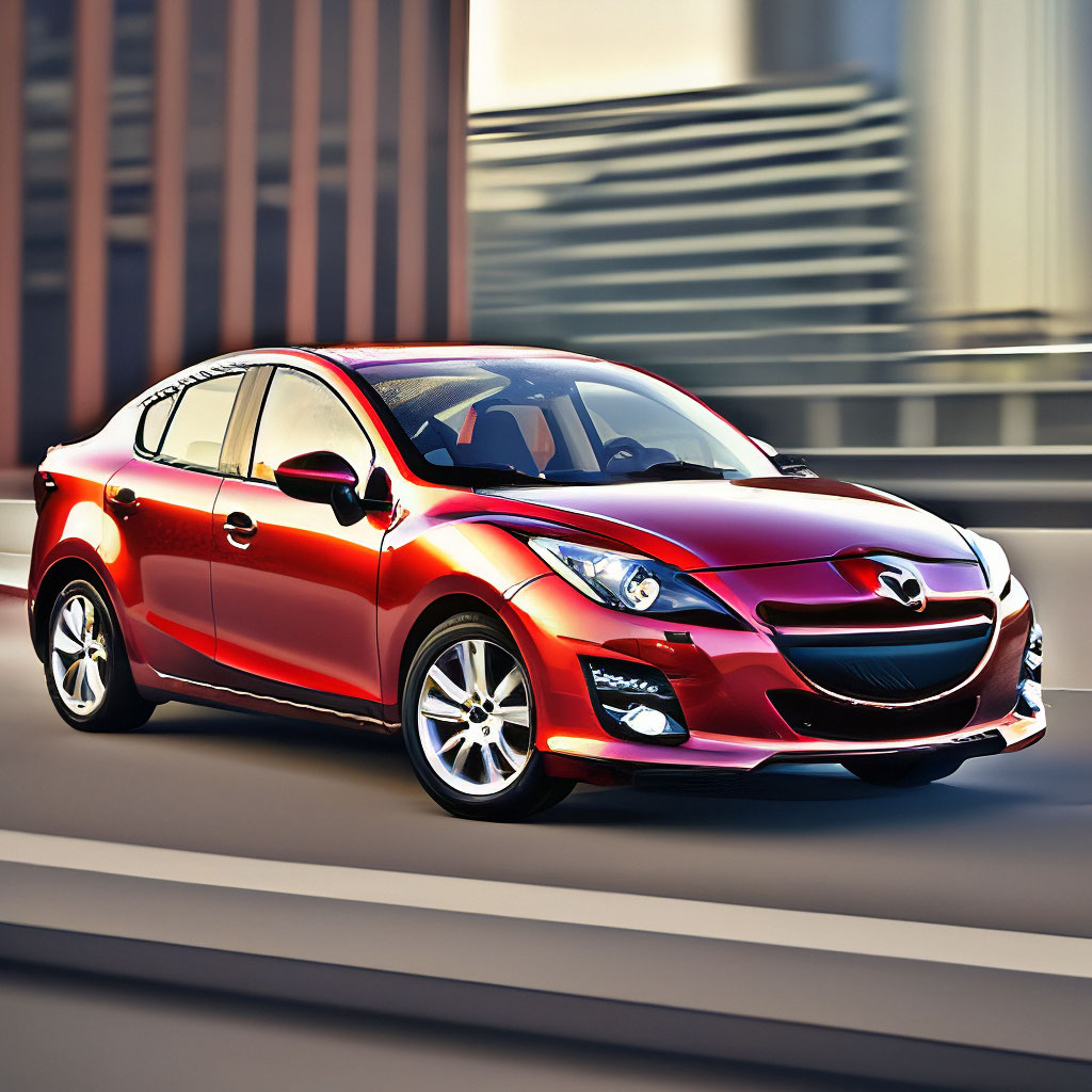 "Mazda 3, 1st generation sedan" — image created in Shedevrum