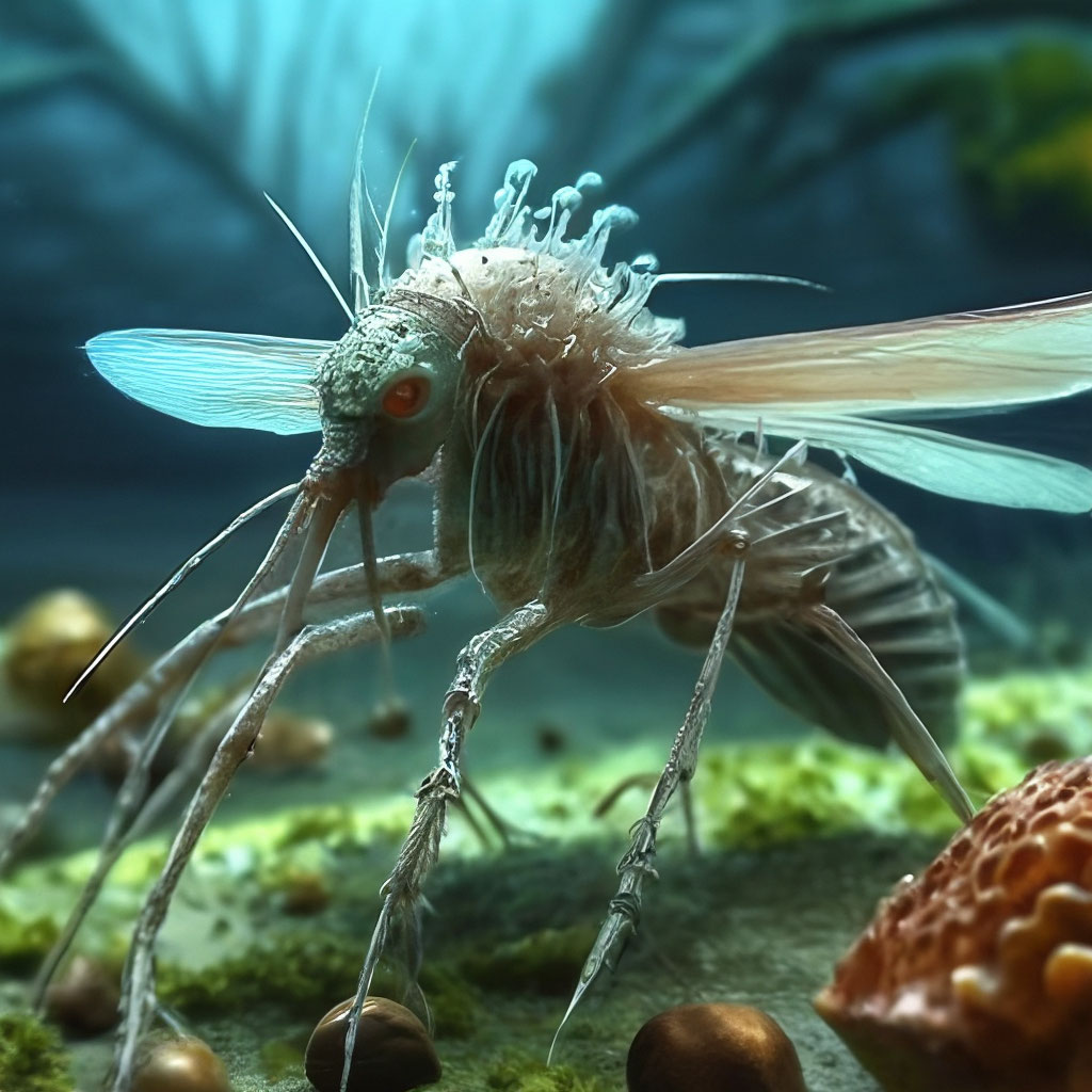 "At the bottom of the ocean.Nest on algae.Fullprofile.Embryo of an evil ...