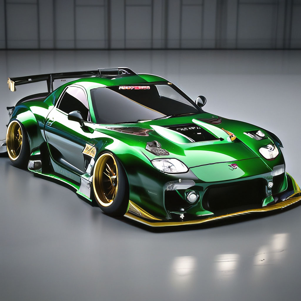 "Mazda rx-7,bodykit,dark green,jdm,drift,bushido applique,, beautiful ...